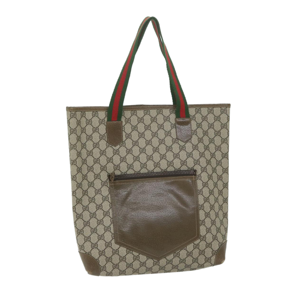 Gucci | Bags | Gucci Gg Supreme Web Sherry Line Tote Bag Beige Red ...